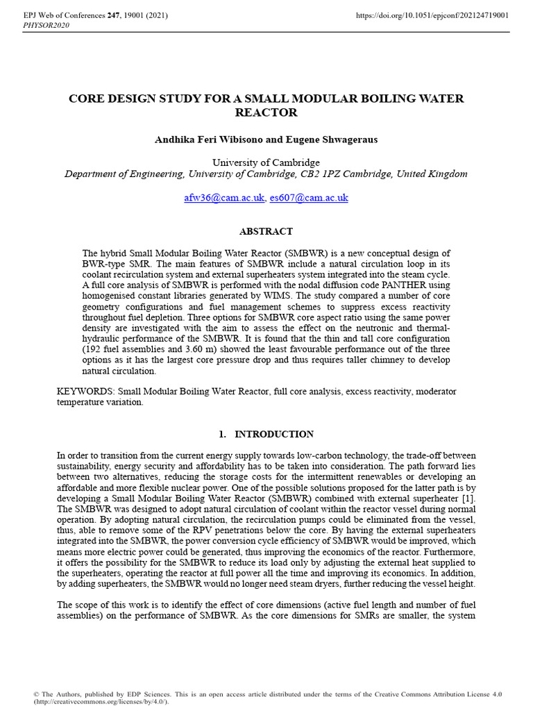 Core Design Study For A Small Modular Boiling Water Reactor | PDF ...