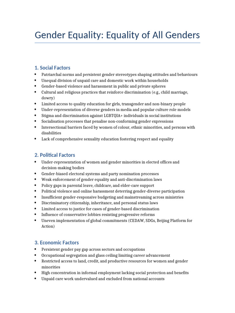 Promoting Gender Equality for All Genders | PDF | Gender Studies ...