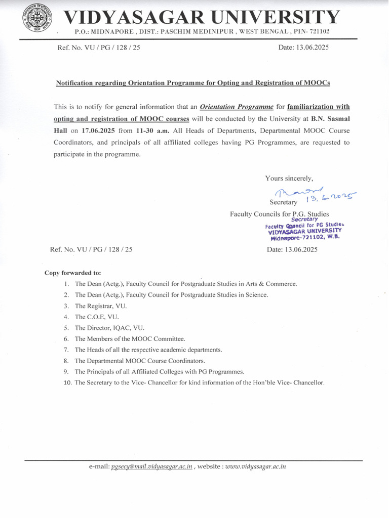Notifcation For Orientation Programmes - MOOCs | PDF