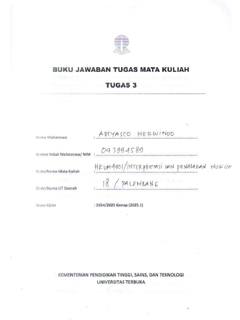Interpretasi Dan Penalaran Hukum Tugas 3 THN 2025 Ok | PDF