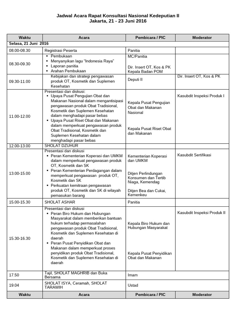 Jadwal Acara Rakon 210616 | PDF
