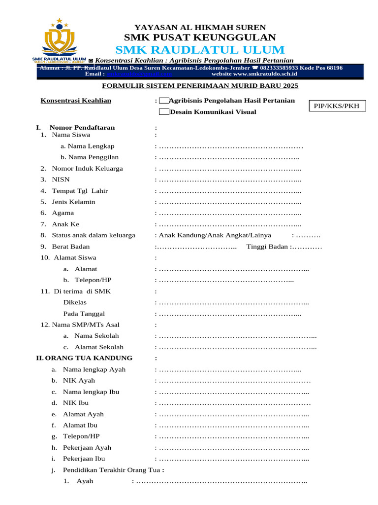 Formulir SPMB SMK 25 | PDF