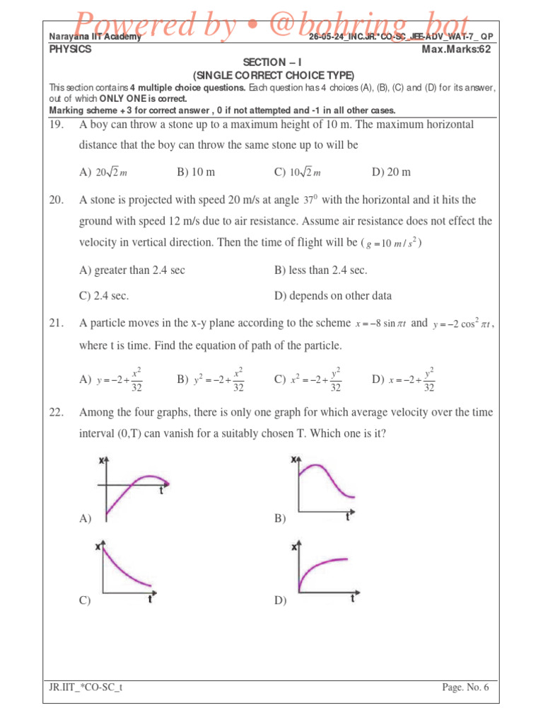 Adv Kinematics Mab Mock | PDF | Mechanics | Physics