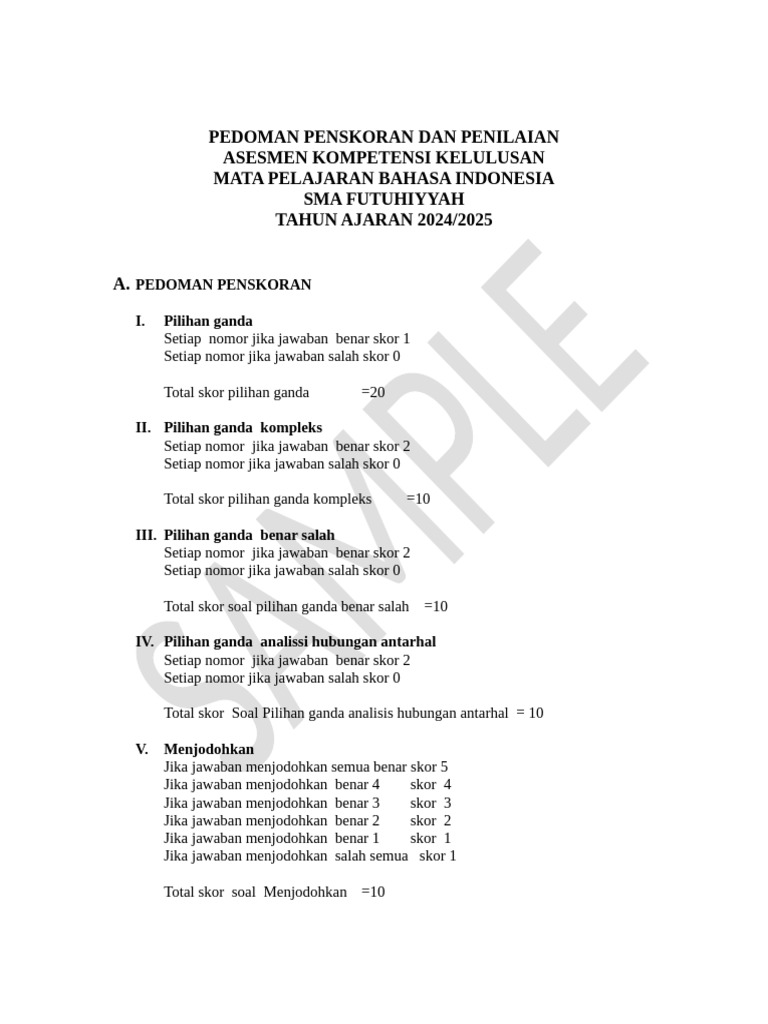 Contoh Penskoran Dan Penilaian Akk 2425 | PDF