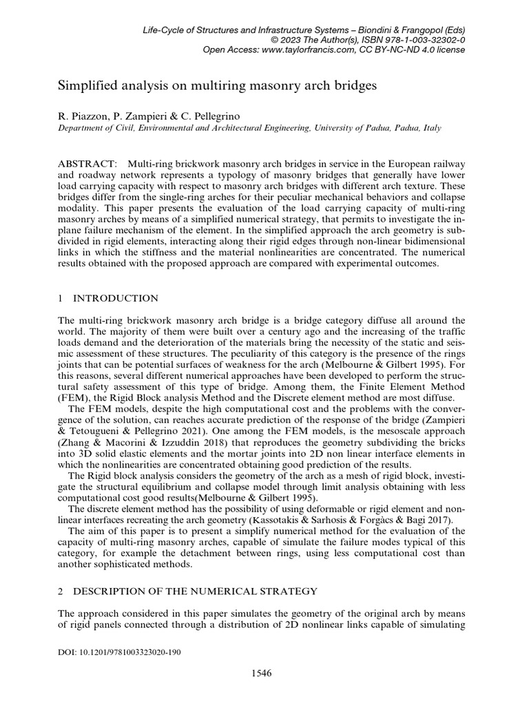 Simplified Analysis On Multiring Masonry Arch Brid | PDF | Finite ...