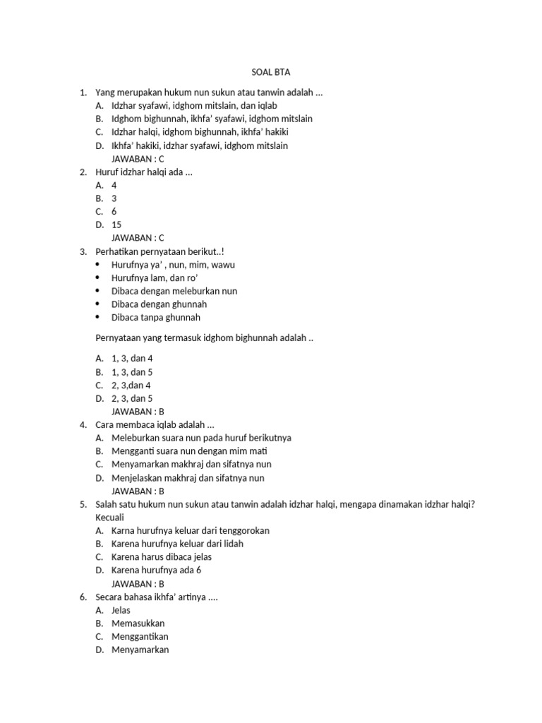 Soal Bta | PDF