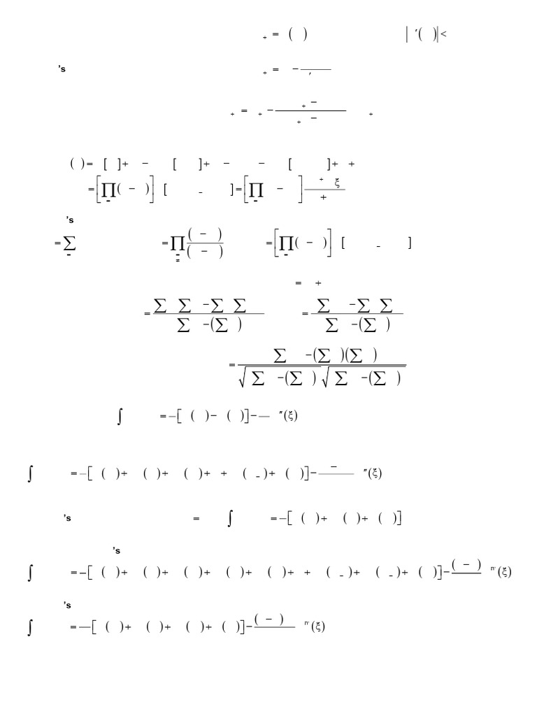 Numerical Methods Formulas 2025 | PDF | Calculus | Algebra
