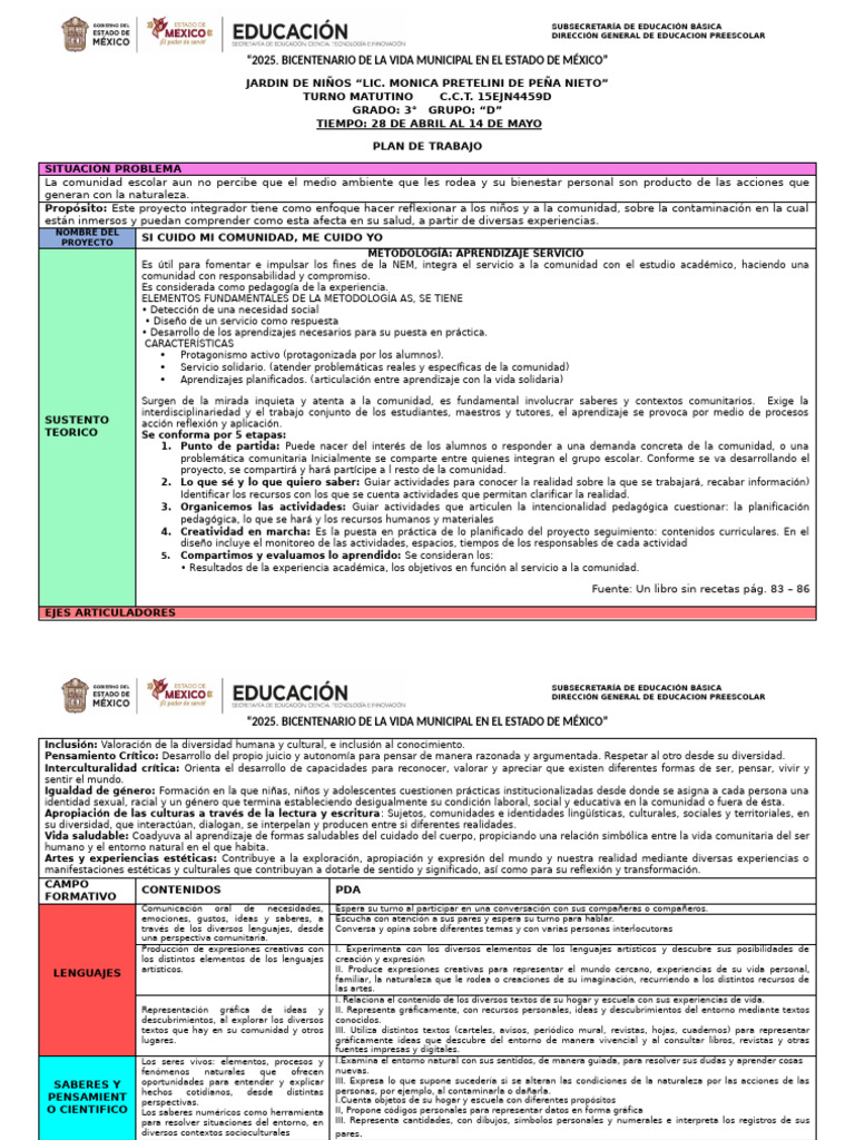 Cuidado Comunitario y Ambiental Infantil | PDF | Educación de la ...