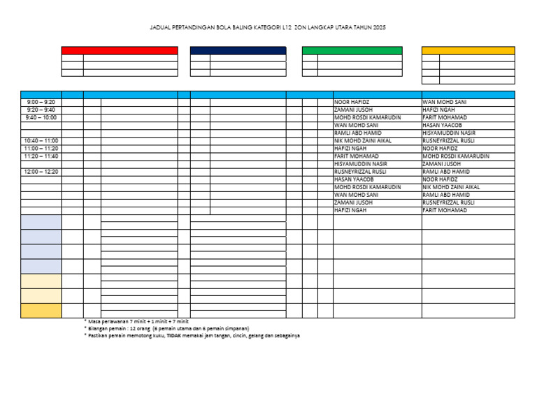 Jadual Bola Baling Zon Langkap Utara 2025 - l12 | PDF