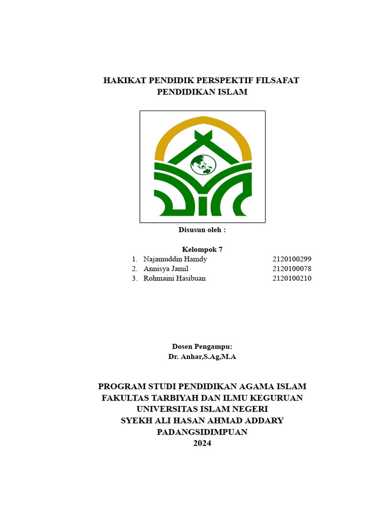 Hakikat Pendidik Perspektif Filsafat Pendidikan Islam | PDF