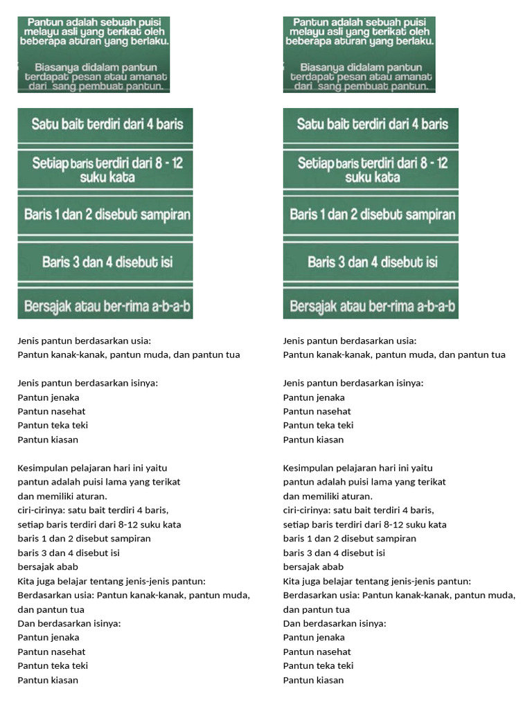 Jenis Pantun Berdasarkan Usia | PDF