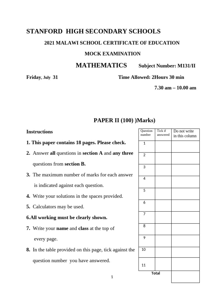 2017 MATHS Mock Paper II | PDF | Circle | Perpendicular