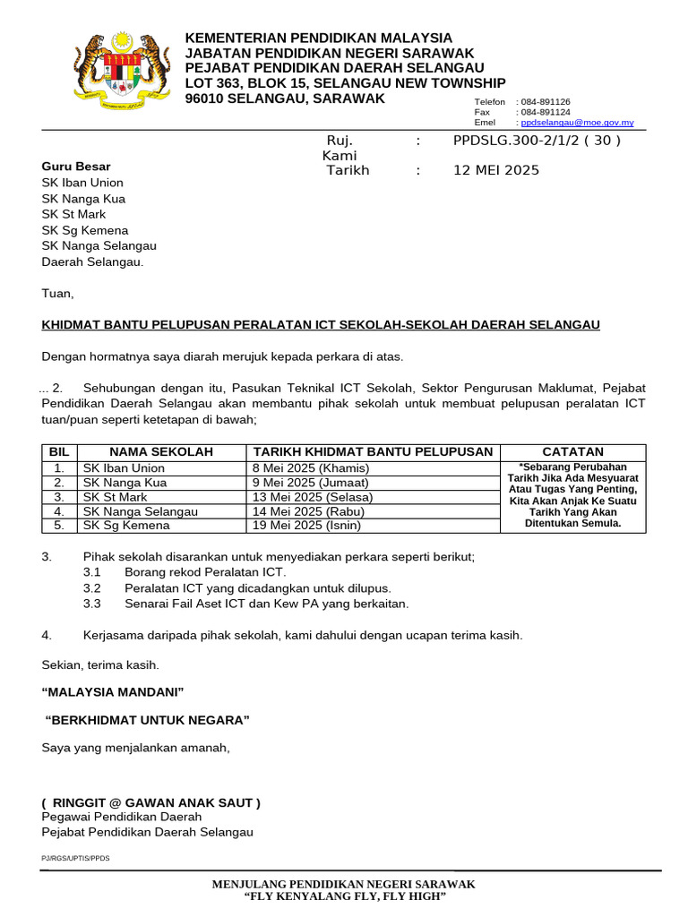 Surat Verifikasi Dan Khidmat Bantu ICT Pelupusan 30 | PDF