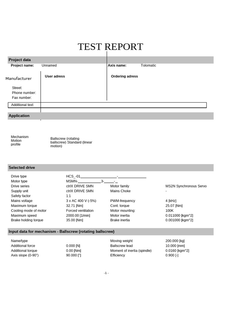 Test Report Cilynder | PDF | Electric Motor | Torque