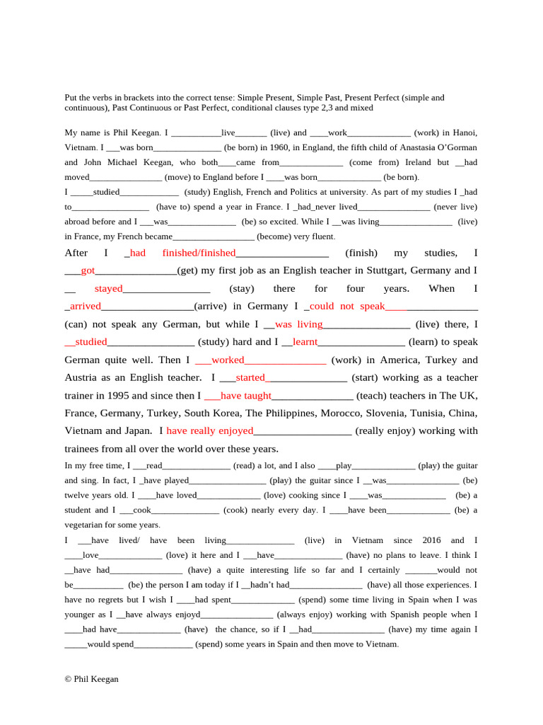 Present Perfect Ex With Cond | PDF | English Language | Syntax