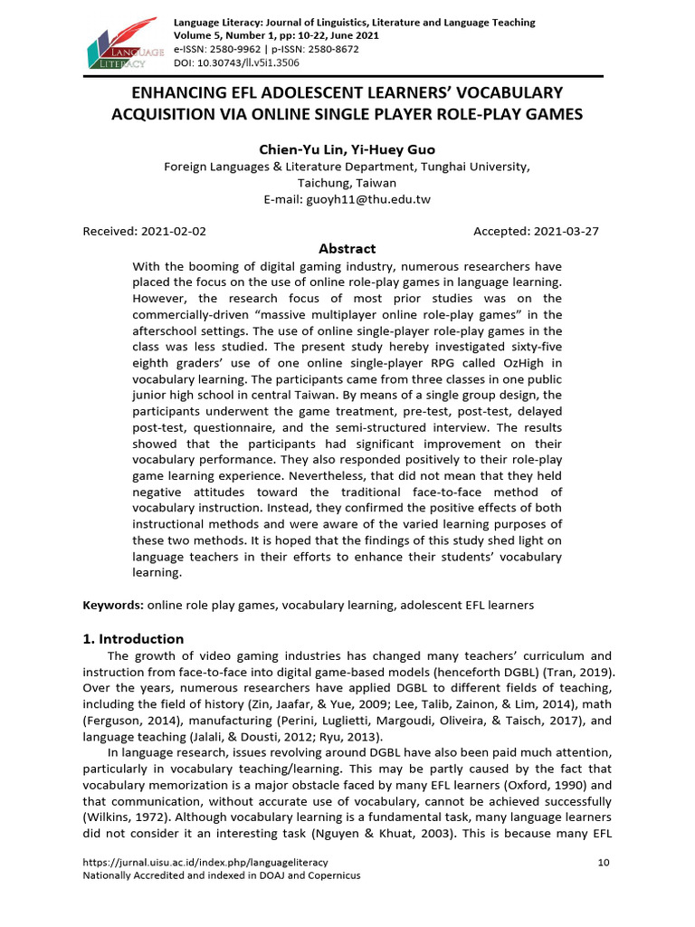 Enhancing Efl Adolescent Learners' Vocabulary | PDF | Vocabulary | Learning