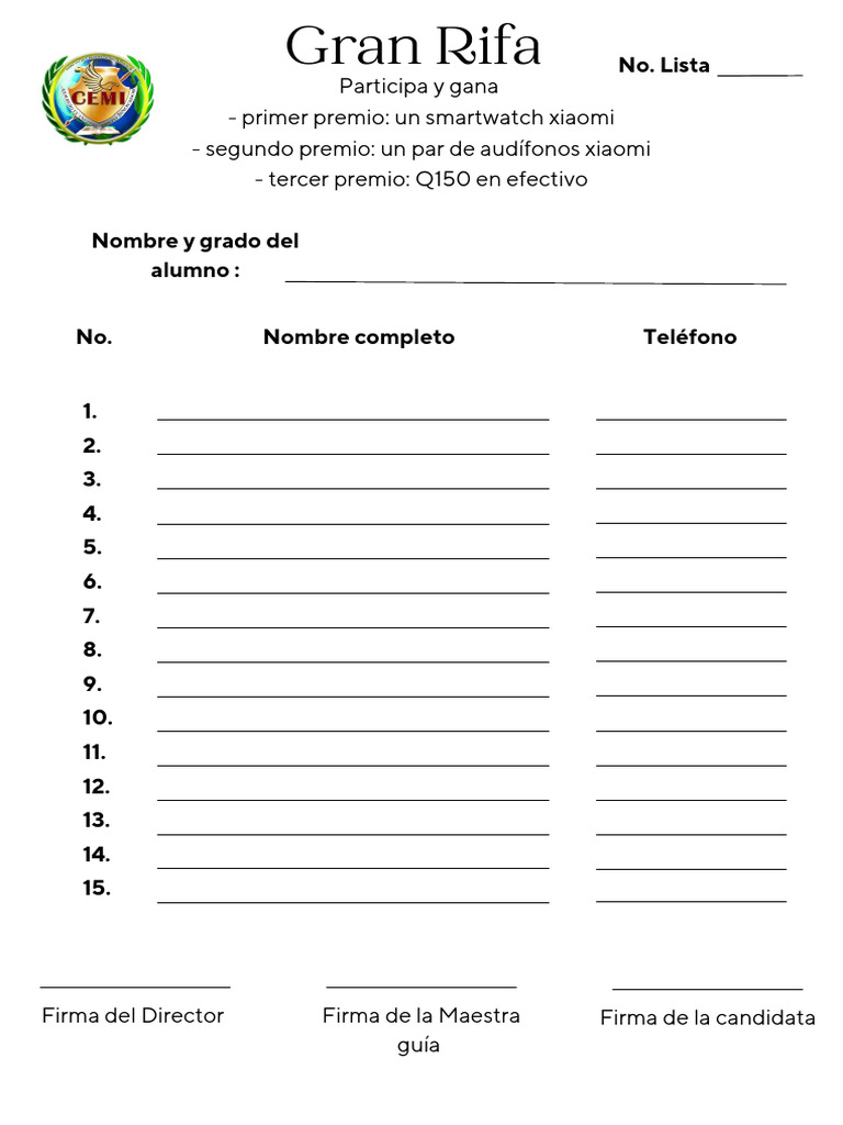 Documento A4 Lista de Rifa Minimalista Beige - 20250616 - 162516 - 0000 ...