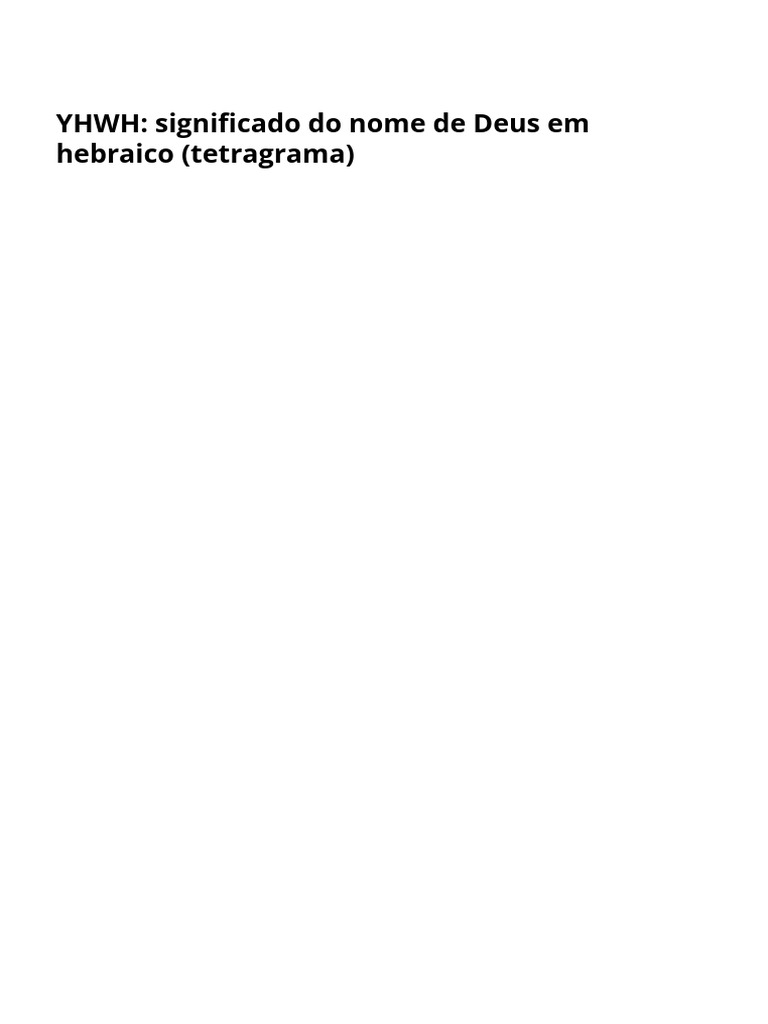 Significado de YHWH em Hebraico | PDF | YHWH | Nomes de Deus