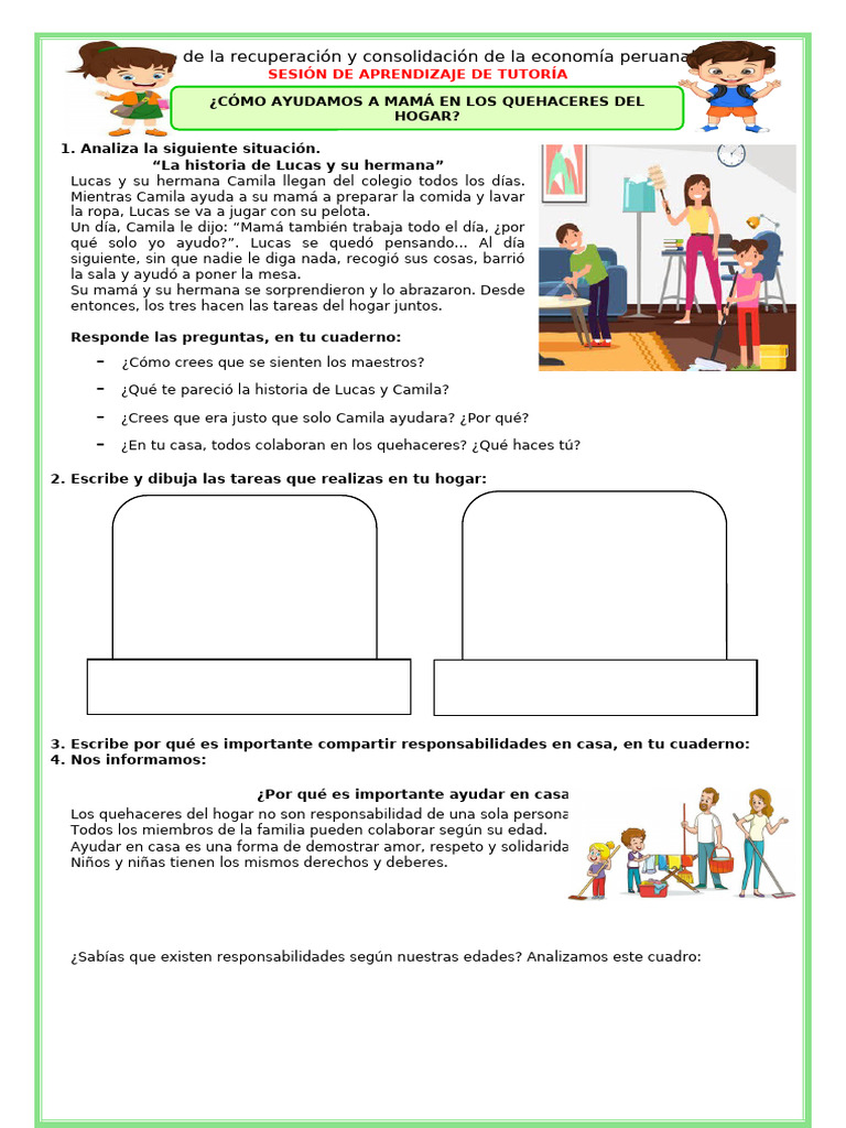Ficha-Mierc-Tut-Cómo Ayudamos A Mamá en Los Quehaceres Del Hogar 050525 ...