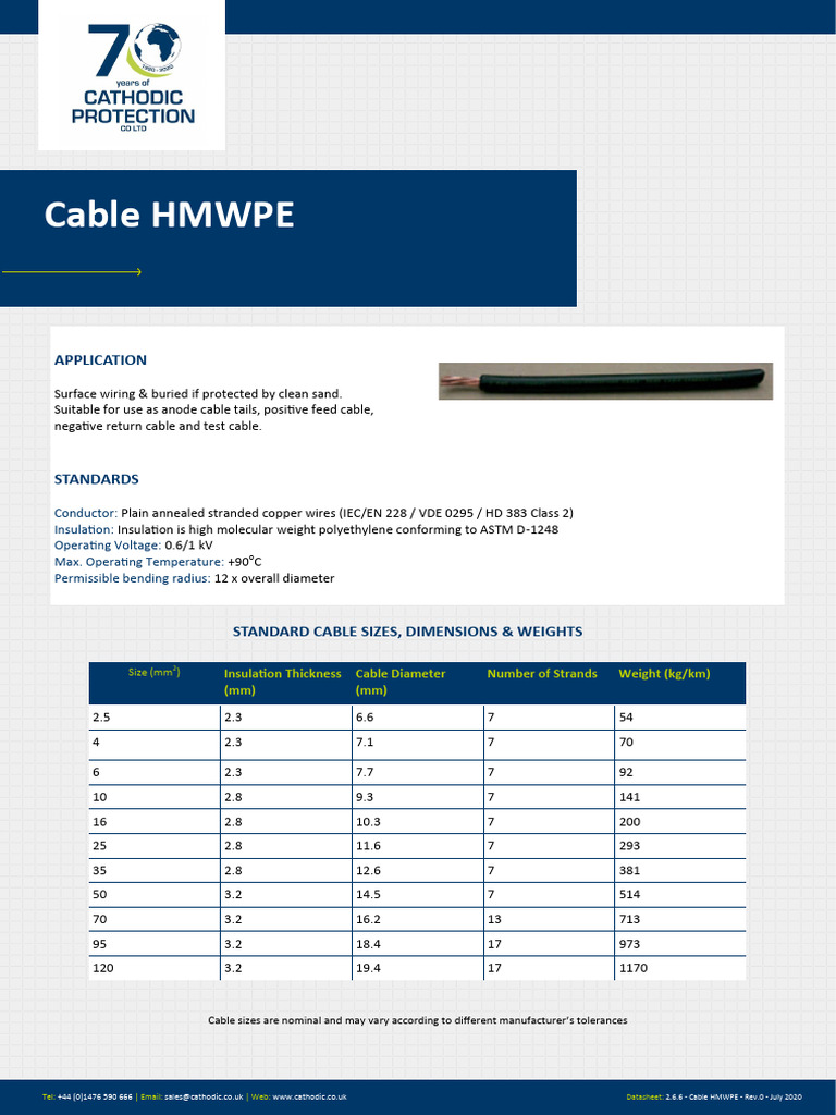 2.6.6 Cable HMWPE Rev.0 July 2020 | PDF | Insulator (Electricity ...
