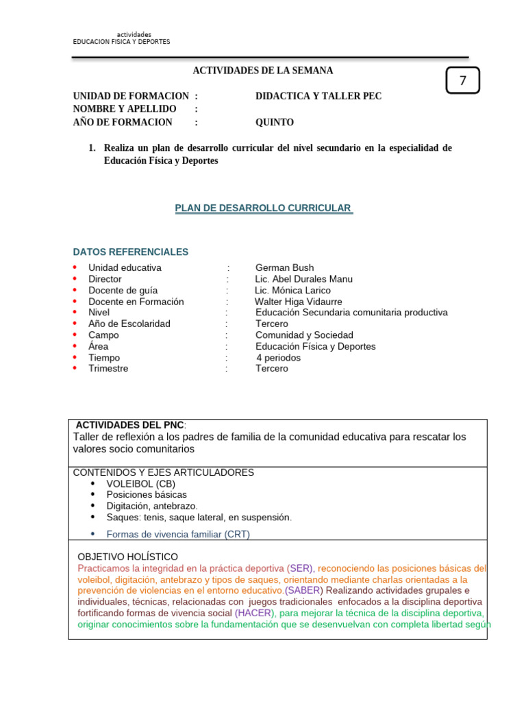 Actividades de La Semana 7 | PDF | Vóleibol | Aprendizaje