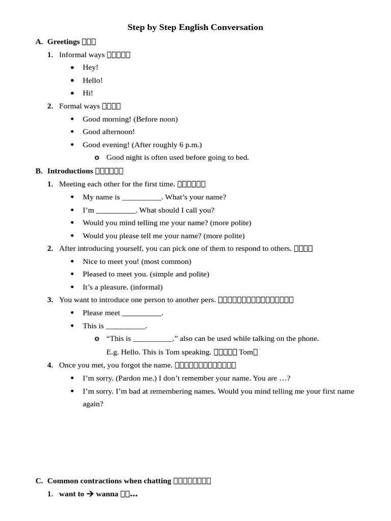 Basic English Conversation For Beginners | PDF