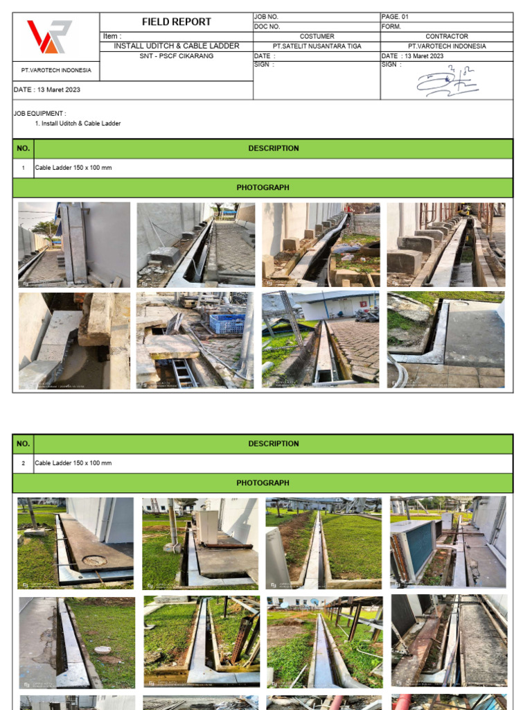 Field Report Uditch & Cable Ladder - SNT | PDF
