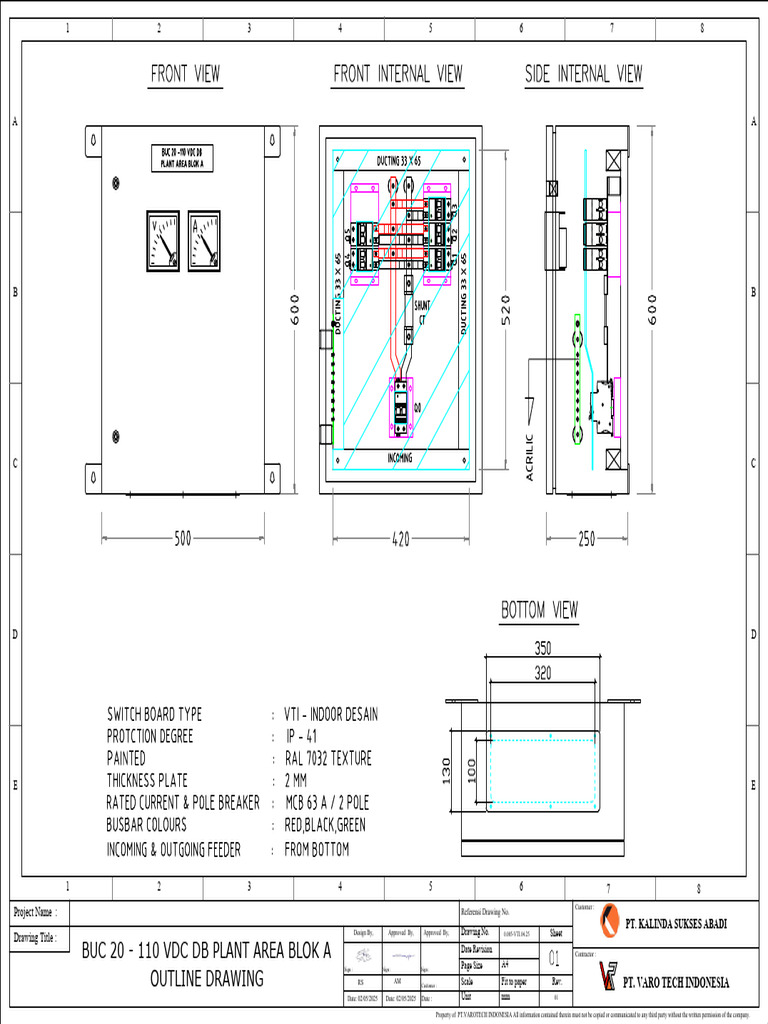 Panel Buc 20 - 110 VDC DB Plant Area Blok A | PDF
