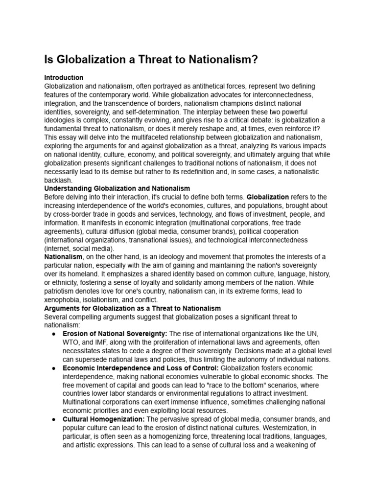 Globalization's Impact on Nationalism | PDF | Globalization | Nationalism