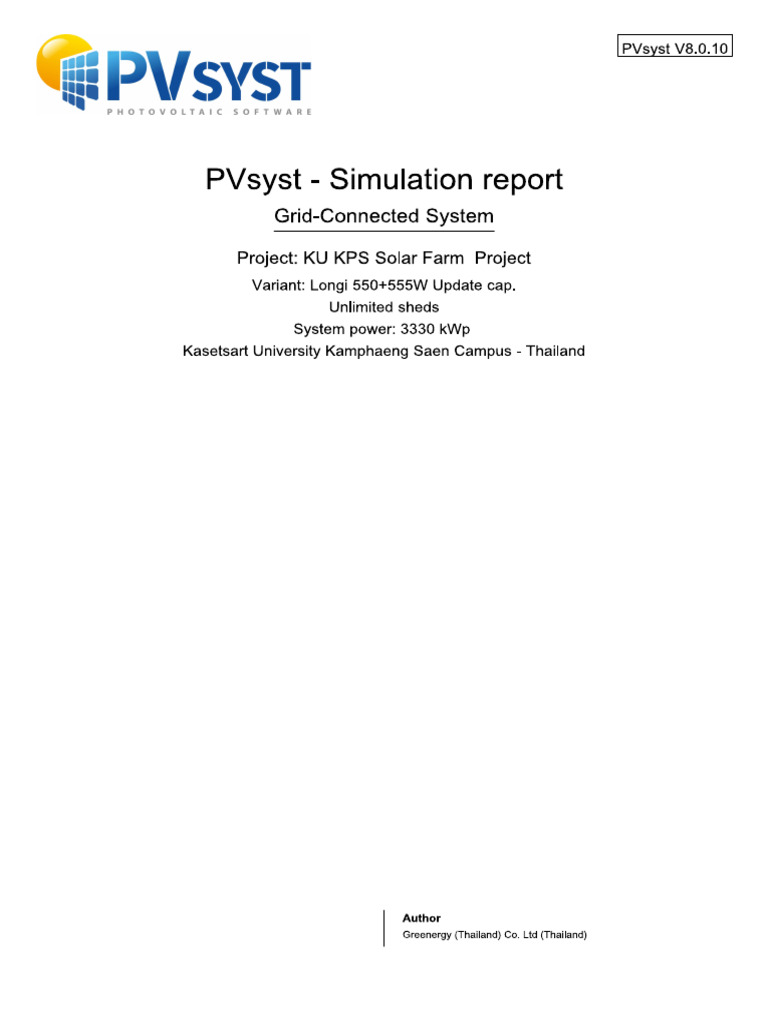 Ku Kps GRN Pvsyst Report I | PDF