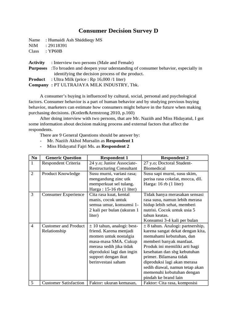 Consumer Decision Survey D | PDF | Psychology | Psychological Concepts