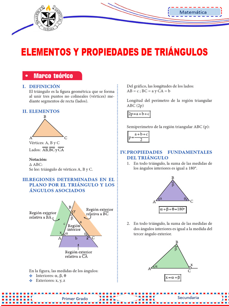 Propiedades Fundamentales del Triángulo | PDF | Triángulo | Ángulo