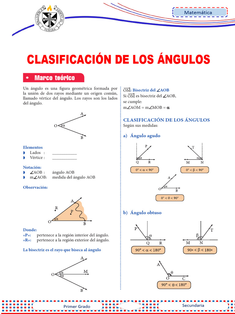 Clasificación y Cálculo de Ángulos | PDF | Ángulo | Geometría Elemental