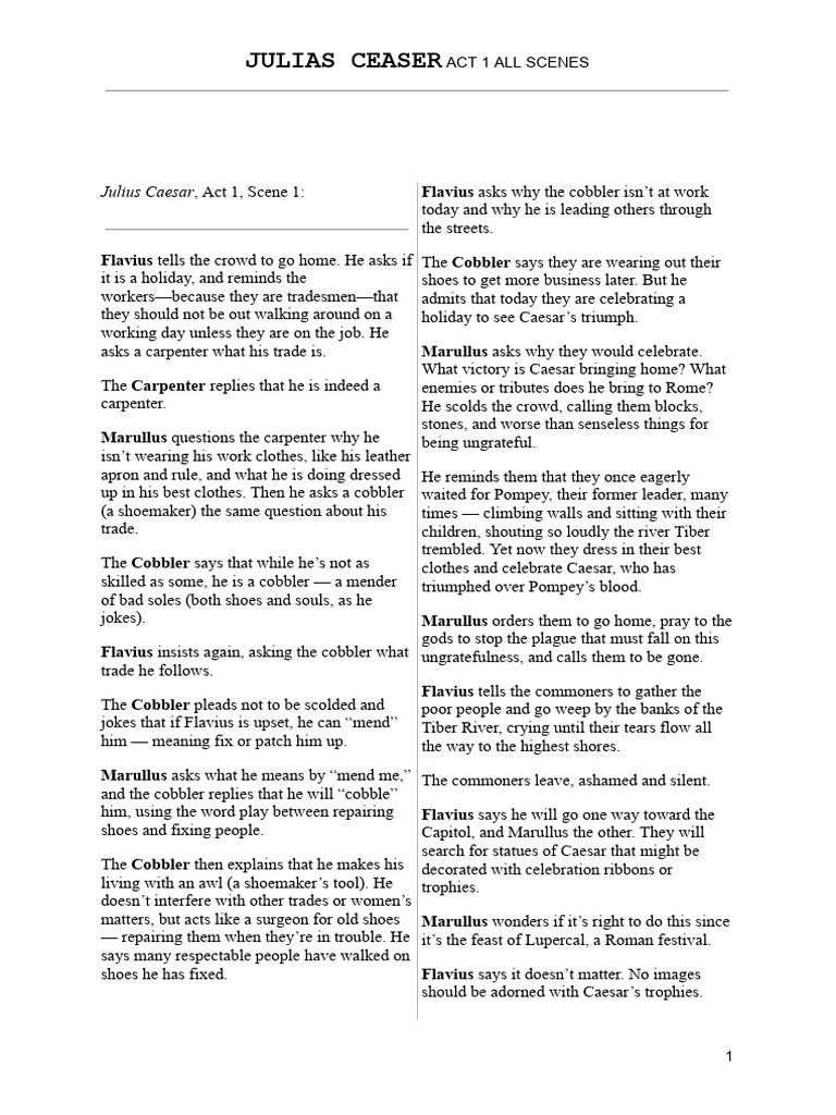 Julius Caesar Act 1 Overview | PDF | Julius Caesar | Mark Antony