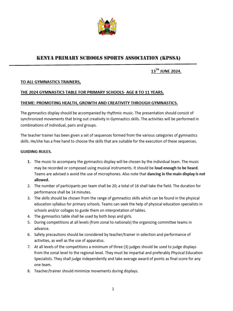 Gymnastics Tables Specifications | PDF | Gymnastics