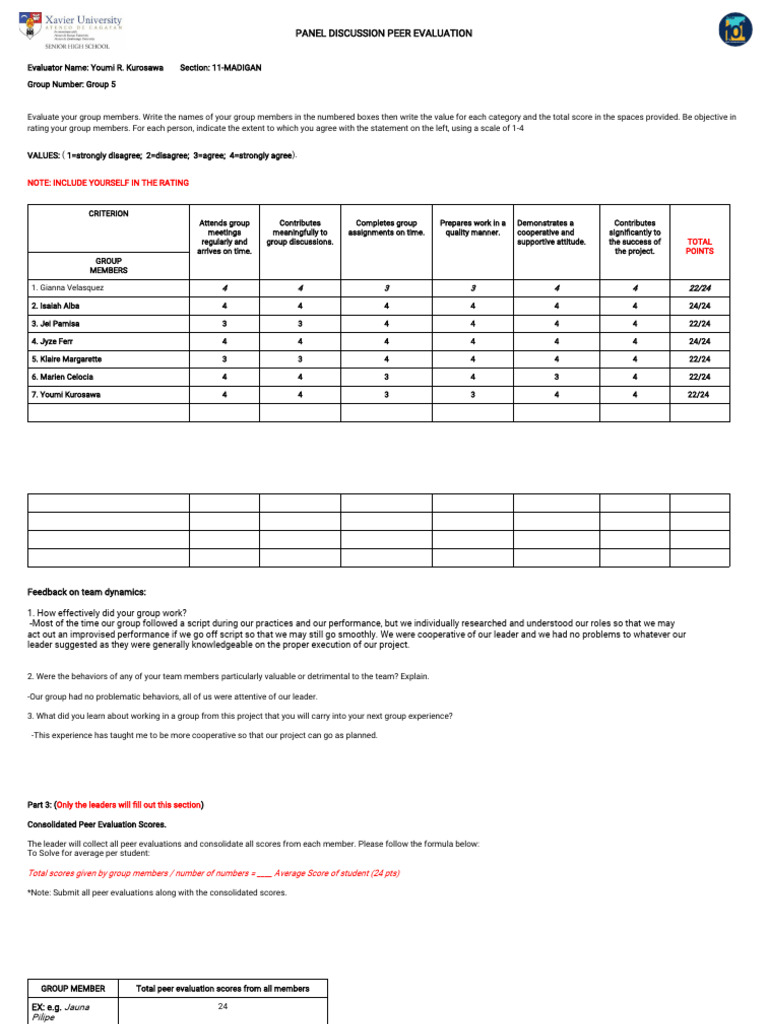 Youmi - Rk11madigan - Panel Discussion - Peer Evaluation | PDF | Cognition | Psychological Concepts