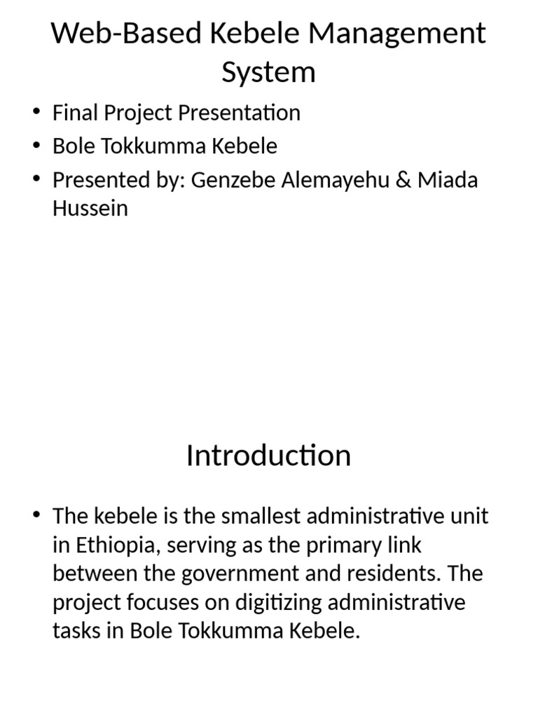 Bole Tokkumma Kebele Management System | PDF