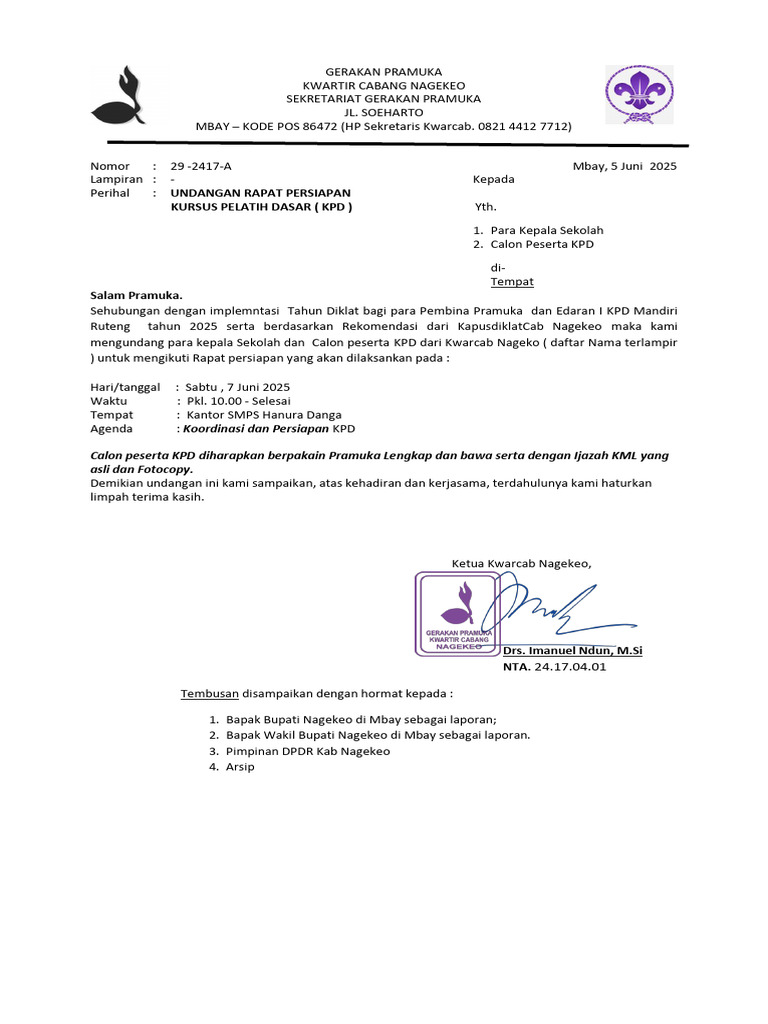 Undangan Rapat Persiapan KPD | PDF