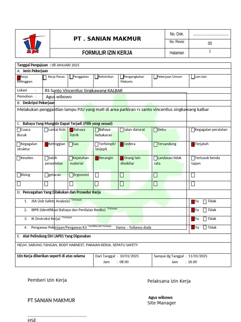 Lembar Kerja WORK PERMIT | PDF