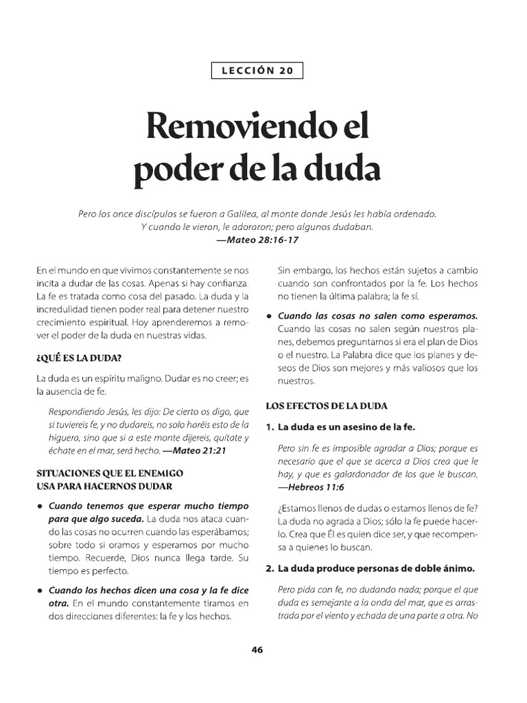 Removiendo El Poder de La Duda | PDF