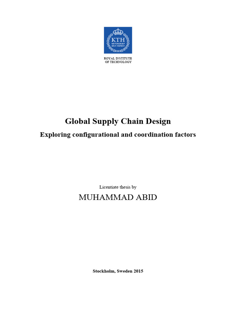 Global Supply Chain Design Exploring Configuration and Coordination ...