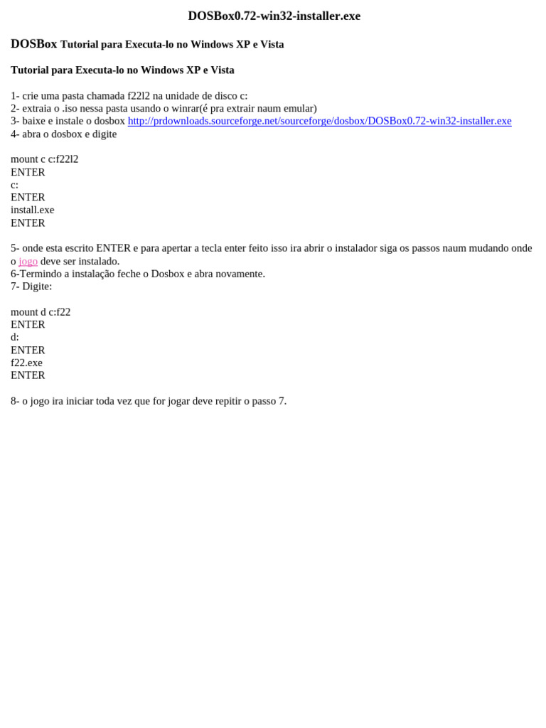 DOSBox Tutorial para Executa-Lo No Windows XP e Vista | PDF