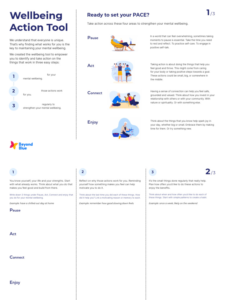 Beyond Blue Wellbeing Action Tool Dec 2024 Updated | PDF | Well Being | Psychology