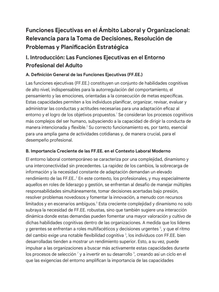 Funciones Ejecutivas y Desempeño Laboral | PDF | Las emociones ...