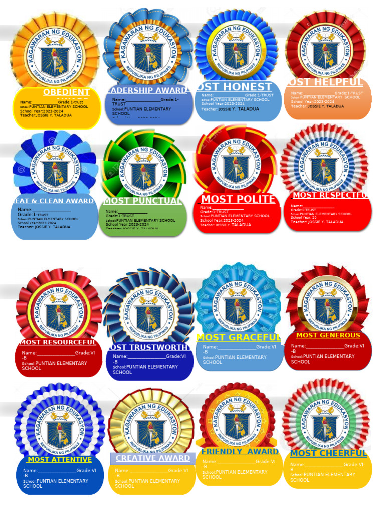 Ribbons Lay Out 2019 Character Award Part 3-Sherryl Ann | PDF | Primary ...