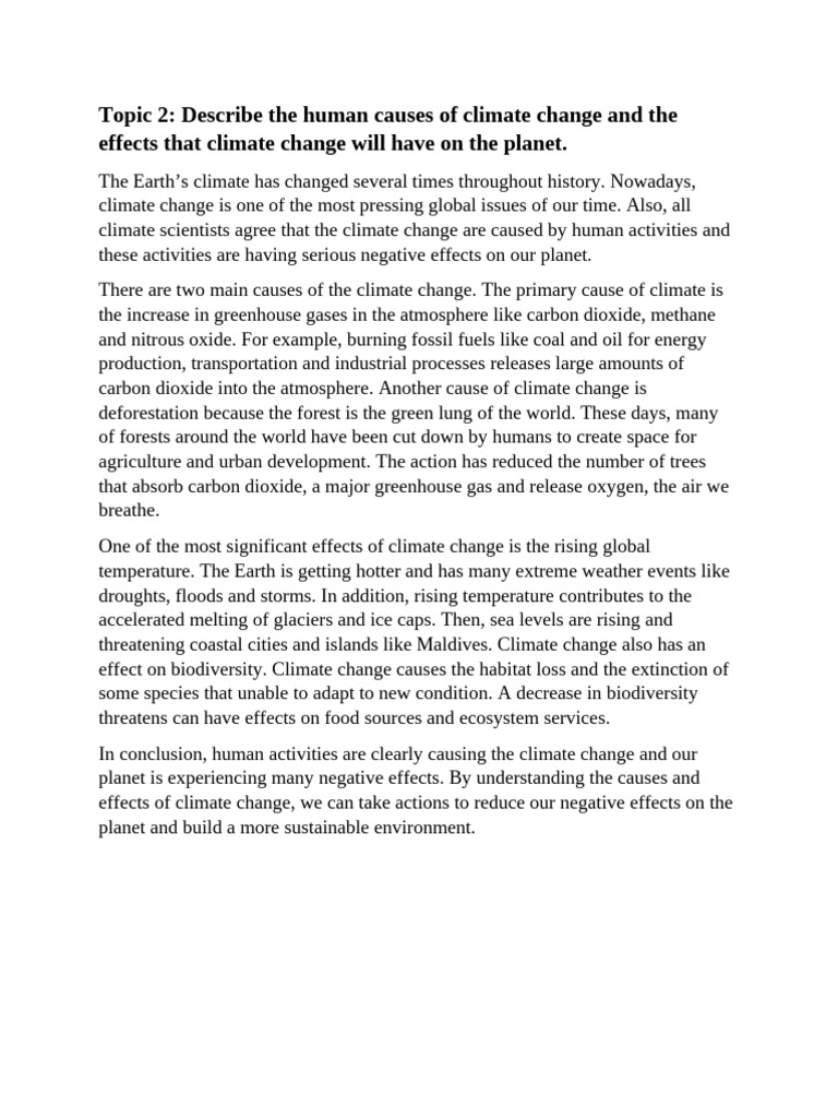 Human Causes and Effects of Climate Change | PDF