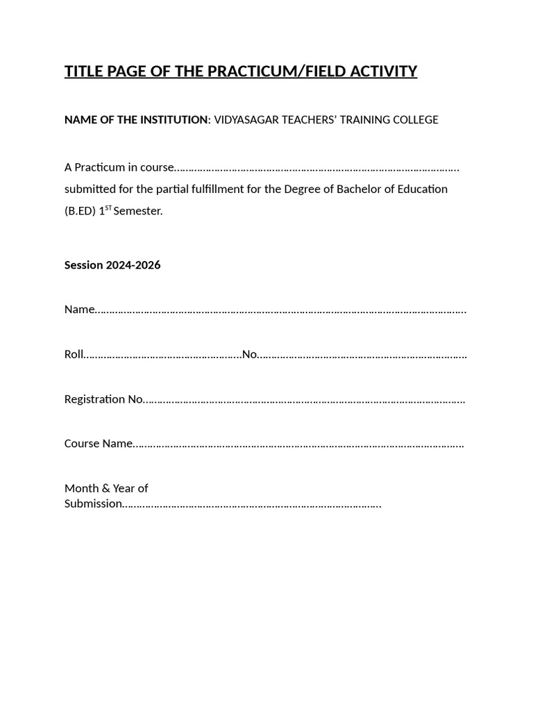 Title Page of The Practicum | PDF