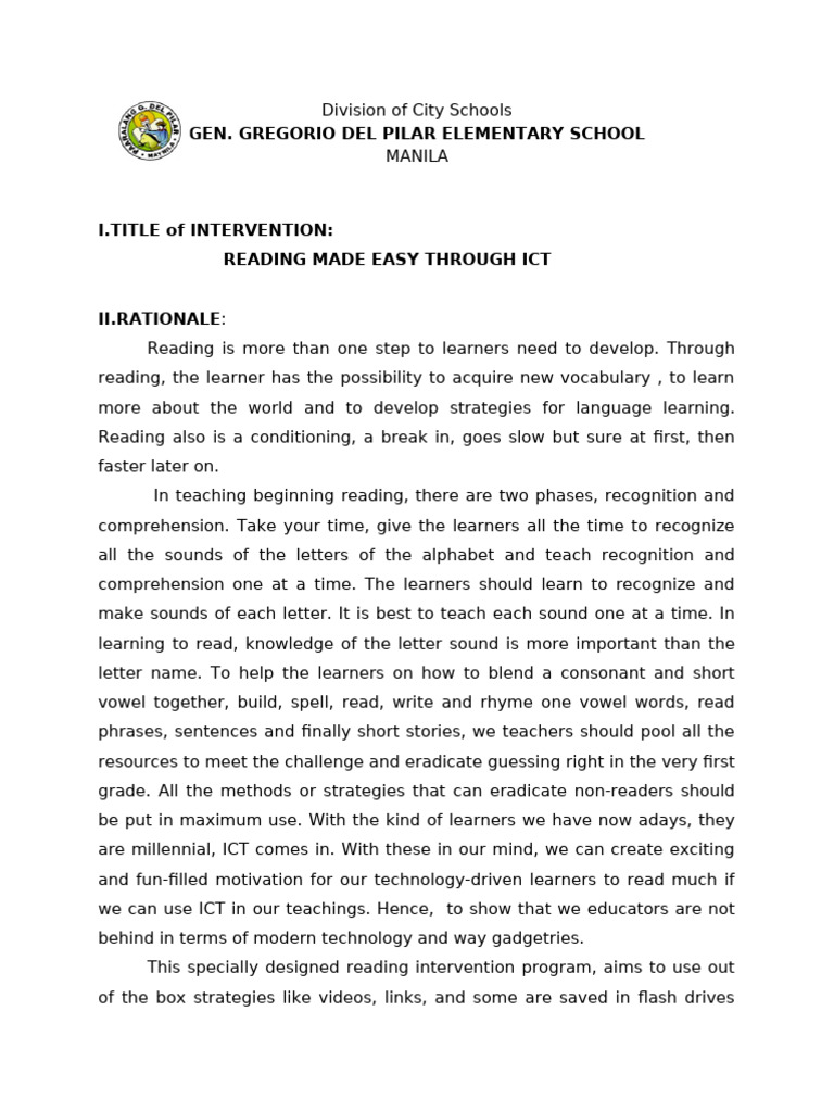 Intervention in Remedial Reading | PDF | Reading Comprehension | Behavior Modification