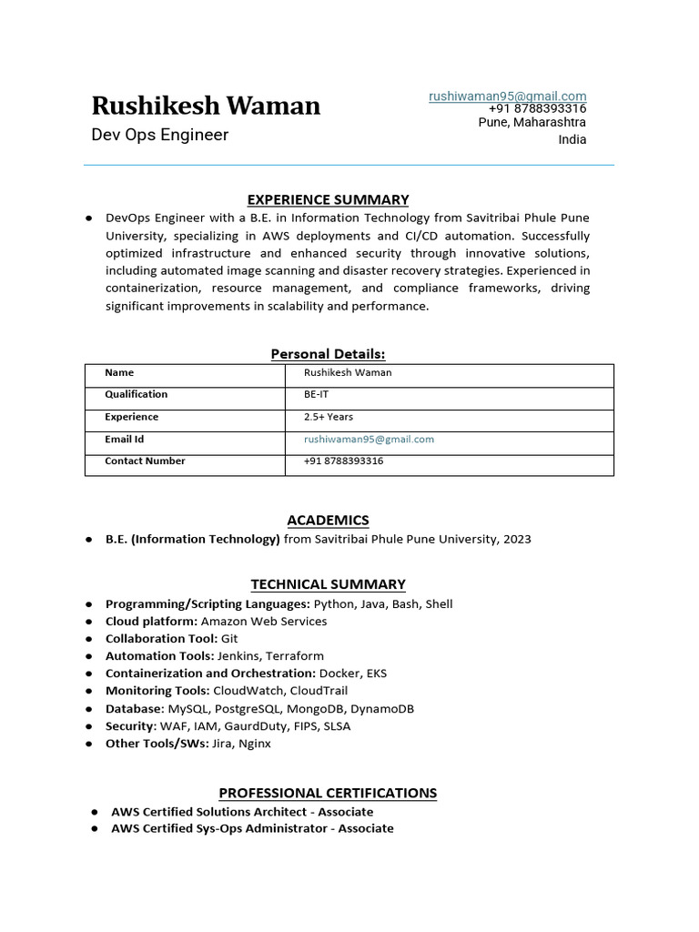 Rushikesh Waman Dvops April-2025 | PDF | Amazon Web Services | Computer Science