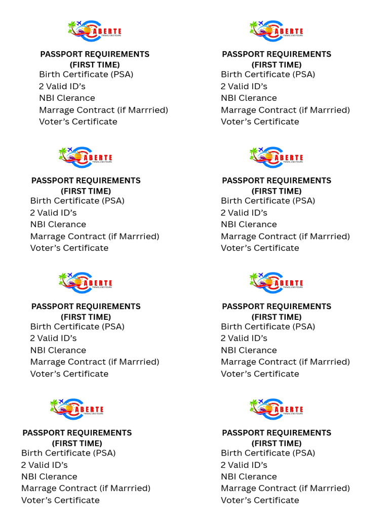 Passport Requirements for First-Time Applicants | PDF